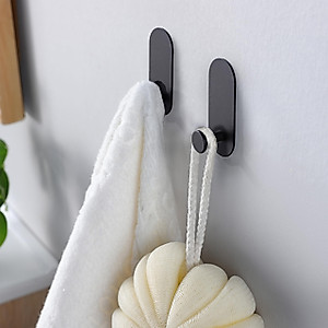 Taozun Hand Towel Holder/Hand Towel Bar - Black Towel Rack with 4 Pack Self Adhesive Hooks for Bathroom Wall Kitchen, Towel Holder Set Stick on Wall