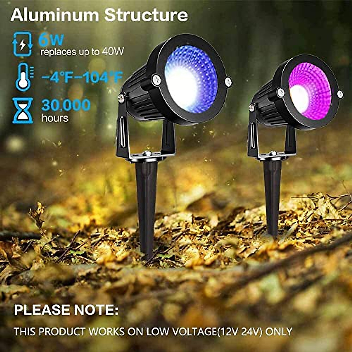 ZUCKEO Landscape Lighting 6W RGB Low Voltage LED Landscape Lights 12V 24V Garden Pathway Lights Waterproof Remote Control 16 Color Changing Decorative Lights for Indoors Outdoors(8 Pack)