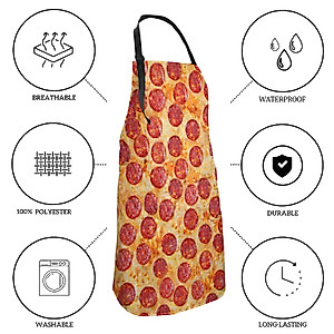 Lyiukz Funny Pepperoni Pizza Apron for Men Women Waterproof With 2 Pockets Adjustable Aprons Home Kitchen Cooking (33x28 inch)