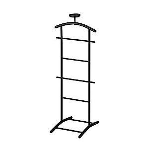 KB Designs - Suit & Tie Freestanding Valet Stand Clothing Organizer Rack, Black