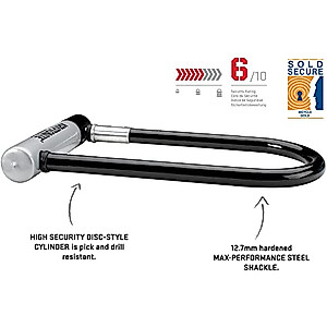 Kryptonite Kryptolok Standard Bike U-Lock, Heavy Duty Anti-Theft Bicycle U Lock, 12.7mm Shackle with Mounting Bracket and Keys, High Security Lock for Bicycles Scooters,Black