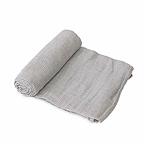 Red Rover Kids Cotton Muslin Swaddle - 47”x 47”- 100% Cotton – Machine Washable – Softer with Every Wash – Playful Designs -Soft, Breathable & Lightweight – Unisex (Grey Micro Stripe)