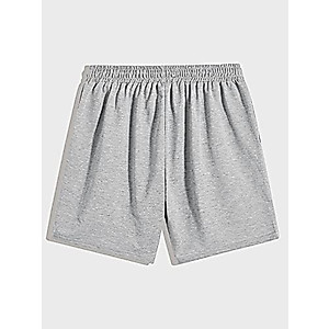 OYOANGLE Men's Reflective Expression Print Drawstring Waist Athletic Workout Track Shorts with Pockets Light Grey M