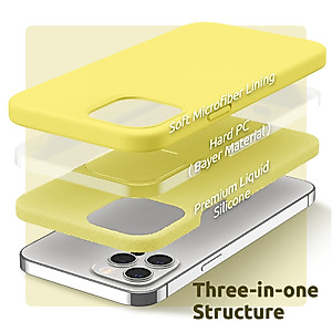 SURPHY Designed for iPhone 12 Pro Max Case 6.7 inches, Liquid Silicone Phone Case (with Microfiber Lining) for iPhone 12 Pro Max 2020, Yellow