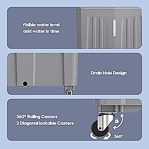 VCJ Portable Evaporative Air Cooler, 3 in 1 Cooling Fan with 6 Ice Crystal Boxes, Large Water Tank and Casters, 3-Mode 3-Speed Air Swamp Cooler for Room Home Office
