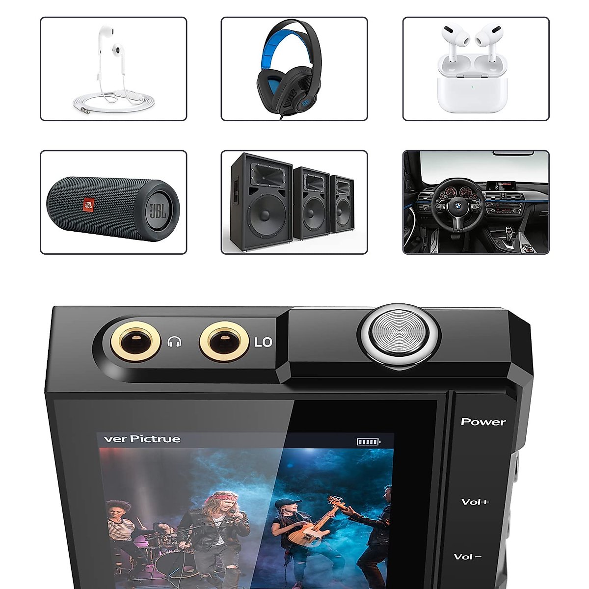 DSD256 HiFi MP3 Player with Bluetooth, Hardware Decode Native DSD64/128/256, Lossless High Resolution Digital Audio Music Player, with 64GB Memory Card Support Up to 512GB