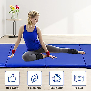 Exercise Mats for Home Workout, 4'x8'x2 Extra Thick High Density Anti-Tear Folding Gymnastics Mat w/Hook & Loop Fastener Lightweight Tumbling Mat for MMA, Stretching Yoga, Cheerleading Martial Arts