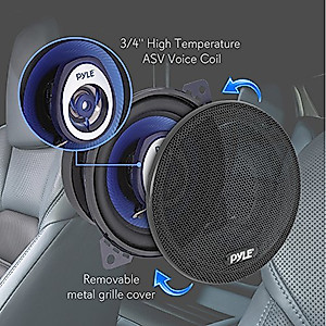 Pyle 4" Car Sound Speaker (Pair) - Upgraded Blue Poly Injection Cone 2-Way 180 Watt Peak w/ Non-fatiguing Butyl Rubber Surround 110 - 20Khz Frequency Response 4 Ohm & 3/4" ASV Voice Coil - PL42BL