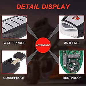 cciyu X 1 Remote UNCUT ignition key fob 5 Buttons Keyless Entry Remote Fob 433 MHZ 4A chips for SUV 19 for N issan Rogue with FCC/OE S180144110 KR5S180144106 7812D-S108106 285E3-6FL7B