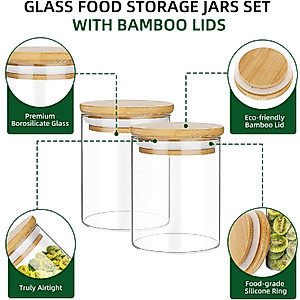Labros Borosilicate Glass Container Glass Jar with Bamboo Airtight Lid, 9 Pieces,Rice and Spice Jars (220 ml) ||"CUSTOMER TRUST IS OUR SUCCESS" ||9 Pieces, Clear