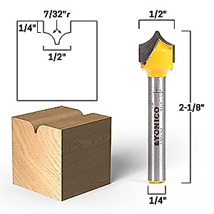 YONICO Groove Point Cutting Roundover Router Bit 4 Bit Set 1/4-Inch Shank 13470q