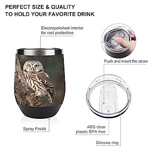 WYUSPGK 304 Stainless Steel Insulated Cup, Wildlife Animal Owl Print Smooth Rim, Durable & Reusable - Perfect for Office, Home, And Travel