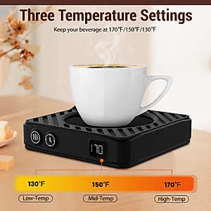 Mug Warmer, Coffee Warmer with 3-Temp Settings, Coffee Mug Warmer with 12-Hour Timer, Coffee Cup Warmer with Auto On/Off, Cup Warmer for Desk with Digital Display, A Warm Gift for Family (No Cup)