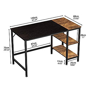 JOISCOPE Study Computer Desk for Home Office,Small Working and Writing Desk with Wooden Storage Shelf,2-Tier Industrial Morden Laptop Table with Splice Board,47 inches(Black Oak Finish)
