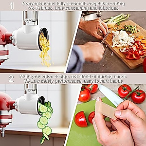 Slicer Shredder Attachment for Kitchenaid Stand Mixer, Cofun Shredder Accessories,Kitchen aid Mixer Assecories for Kitchenaid Mixer, Cheese Grater Attachment for Kitchenaid with 3 Blades
