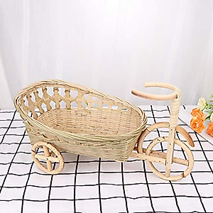 Cabilock Woven Fruit Basket Bamboo Bread Basket Container Bowl Candy Basket Serving Basket Flower Basket Appetizer Tray Storage Basket Tricycle Design for Fruit Snack Nuts Chip