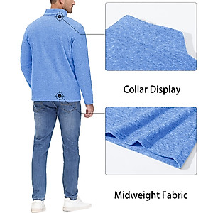 MAGCOMSEN Men's Quarter Zip Pullover Long Sleeve Athletic Shirt Gym Running Performance Tops Pullover Thermal Workout Sweatshirts Light Blue