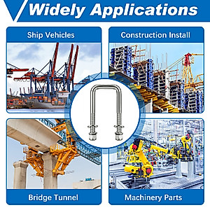 4 Pcs Hotop 304 Stainless Steel Square U-Bolt Boat Trailer U-Bolts with Washers and Nuts l Heavy Duty U Bolt for Sailboat Trailer Automobiles Industrial Part (1/2 D x 2 1/16 W x 4 3/4 Inch)