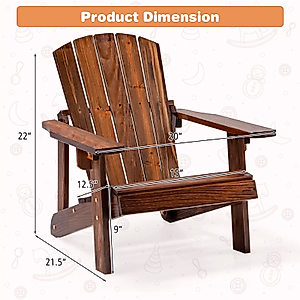 Giantex Wooden Kid's Adirondack Chair - All Weather Patio Chair with High Backrest, Arm Rest, 110 LBS Weight Capacity, Outdoor Fir Wood Porch Chair for Balcony, Backyard, Poolside, Yard (2, Coffee)