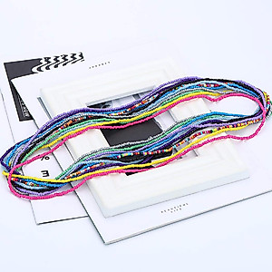TWINKLEDE Elastic Beads Belly Waist Chain Colorful Beaded Body Chains Set Festival Rave Summer Bikini Body Jewelry for Women and Girl (Multi-colored)