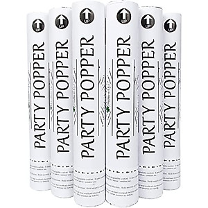 Clover Products Large Premium Wedding Confetti Cannon - (6 Pack) White Biodegradable Paper Confetti Popper | Launches Confetti 20-25 Feet | Party Poppers for Wedding or any occasion.