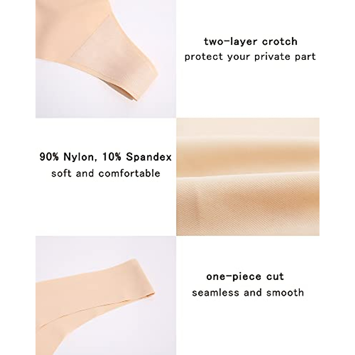 FINETOO 9 Pack Seamless Thongs for Women No Show Underwear V Waisted Comfortable Sexy Thong Panties XS-L