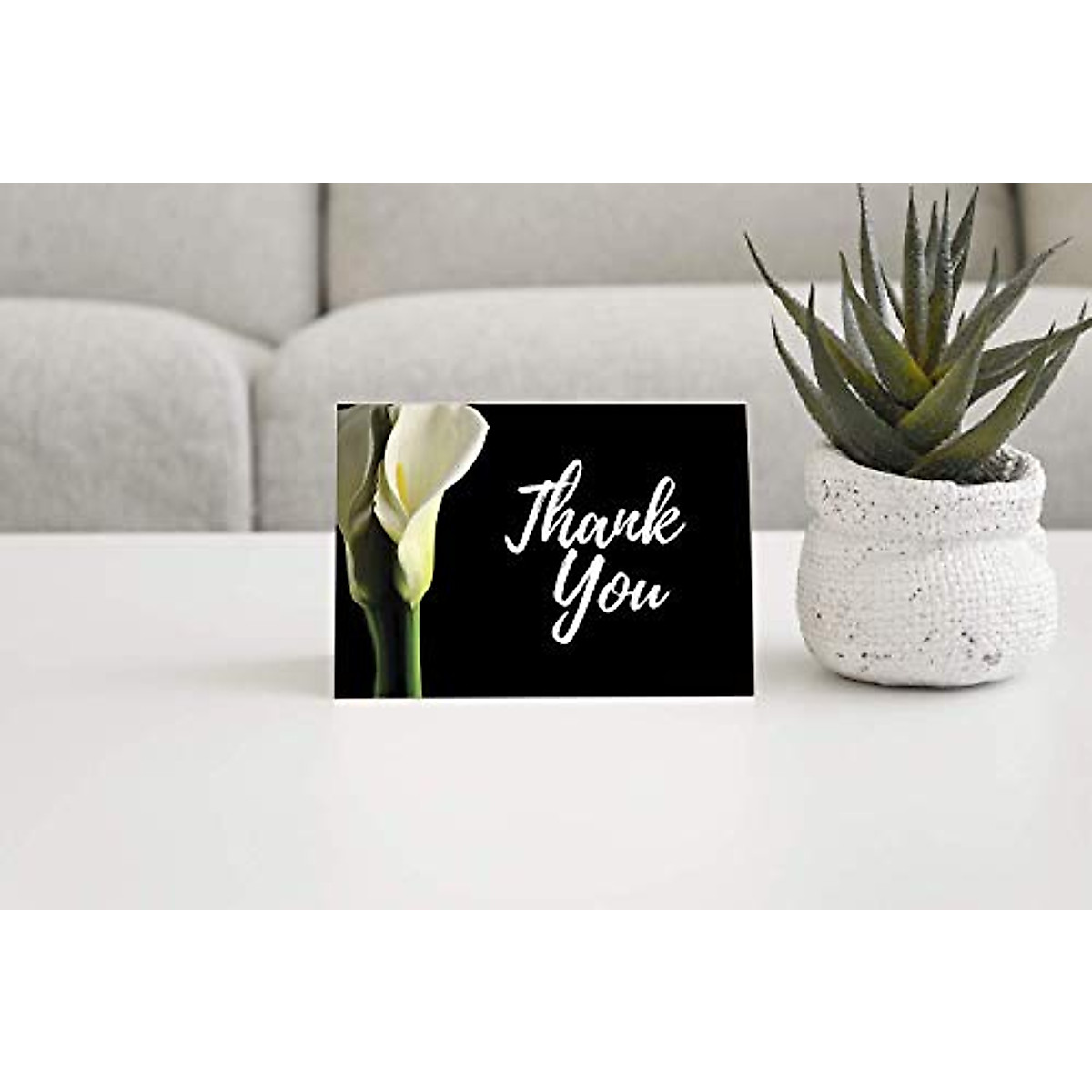 MPC Brands Customized Personalized Funeral Bereavement Thank You Cards With Envelopes - Set of 50 (Custom Lily)