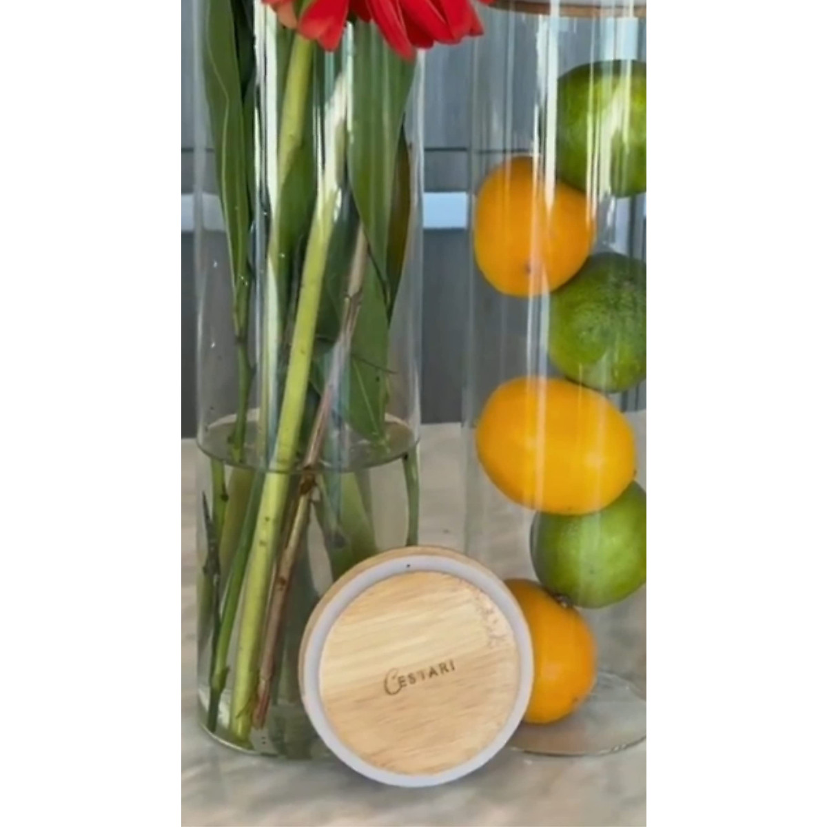 Cestari Glass Food Storage Containers Jars with Airtight Bamboo Lid 24 oz, 700 ml Pantry Organization Jar for Grains and Rice, Glass Terrarium with Lid, Spice, Coffee, Tea, and Sugar Container