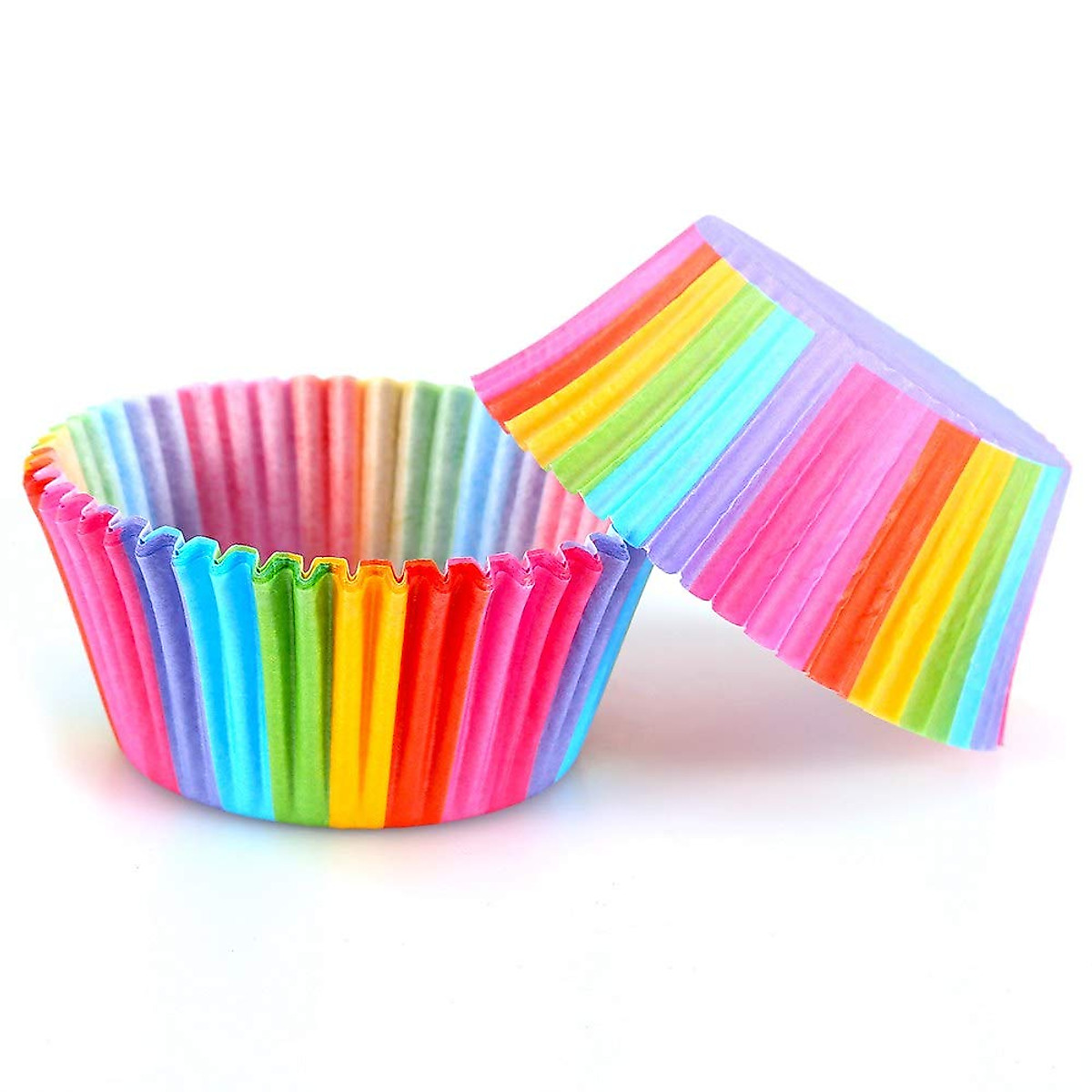 Cupcake Wrappers,100Pcs Rainbow Bright Standard Baking Cups Cupcake Liner Cupcake Paper Baking Cup Muffin Cases Cake