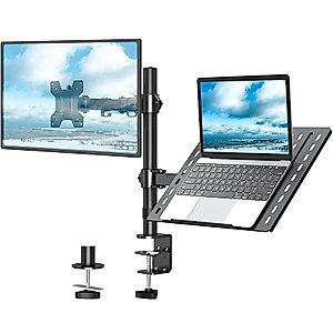 MOUNT PRO Laptop Desk Mount, Height Adjustable, Fits 13" to 32" Screens, with Clamp/Grommet Mounting Base, Holds Up to 17.6lbs