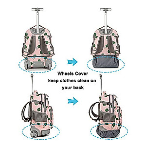 Tilami Rolling Backpack 19 inch with Lunch Bag Wheeled Laptop Backpack (Cactus)