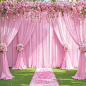 Pink Backdrop Curtain for Parties Baby Shower Wrinkle Free Pink Photo Curtains Backdrop Drapes Fabric Decoration for Weddings Birthday Party 5ft x 7ft,2 Panels