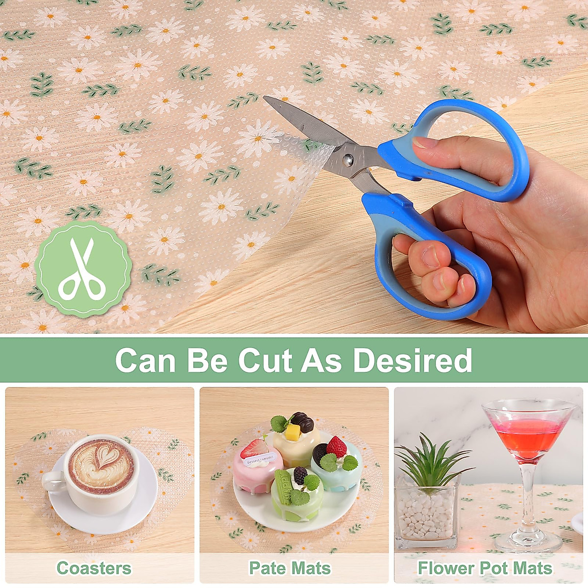 Cabinet Liner, 18 Inches X 20 Ft Shelf Liner for Kitchen Cabinets Non-Adhesive Drawer Liner with 60pcs Double-Sided Tape Waterproof EVA Kitchen Liner for Shelves Kitchen Drawer Refrigerator