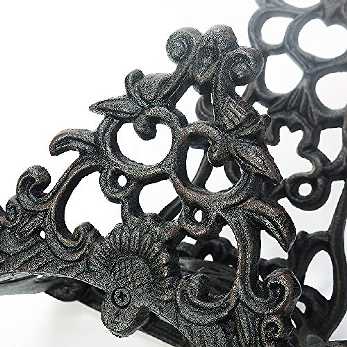 Sungmor Heavy Duty Cast Iron Garden Hose Holder - Wall Mounted Water Hose Hanger - Antique Emblem Decorative Hose Reel - Water Hose Rack Butler Storage - Two Installation Methods Wall Decor Holder