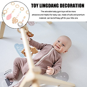 Gadpiparty Wooden Hanging Toys Baby Play Gym 4PCS Wooden Baby Gym Toys Gym Activity Set Infant Sensory Toys for Playing Gyms Pink