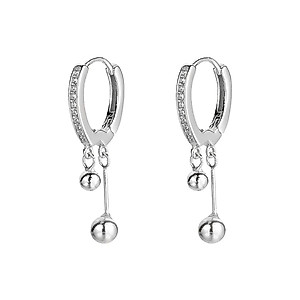 SLUYNZ 925 Sterling Silver Ball Hoop Earrings Dangle for Women Teen Girls Bead Ball Huggie Earrings Drop (A-Silver)
