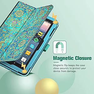Fintie Folio Case for All-New Fire 7 Tablet (12th Generation, 2022 Release) Latest Model - Premium Vegan Leather Slim Fit Foldable Stand Cover with Auto Sleep/Wake, Shades of Blue