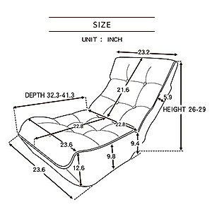 Indoor Chaise Lounge Chair, 3 Angles Adjustable Floor Chair, Folding Lazy Sofa Couch for Teens and Adults, Cushion Padded Comfy Chair for Living Room and Bedroom (Light Grey)