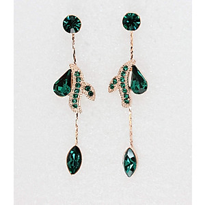 Faship Gorgeous Green Crystal Necklace Earrings Set Wedding Party - Green/Rose Gold Plated