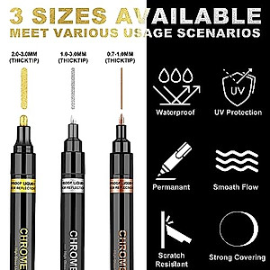 shirylzee 9Pcs Mirror Chrome Markers,Silver & Gold & Rose Permanent Chrome Marker Pens,Waterproof Reflective Gloss Metallic Markers for Repairing, Model Painting,Marking or DIY Art Projects