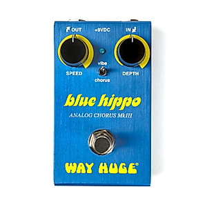 Way Huge WM61 Blue Hippo Analog Chorus MK III Smalls Series Guitar Pedal Bundle with AC Power Supply and 2 Patch Cable