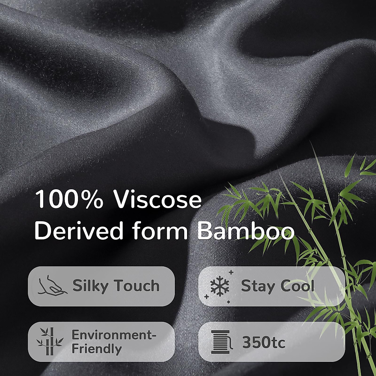 NEXHOME PRO Duvet Cover Set King - Lightweight Organic Viscose from Bamboo Cooling Duvet Cover for Hot Sleepers 104"x90" 3pcs Breathable Dark Grey Bedding with Corner Ties,Zipper Closure,No Insert