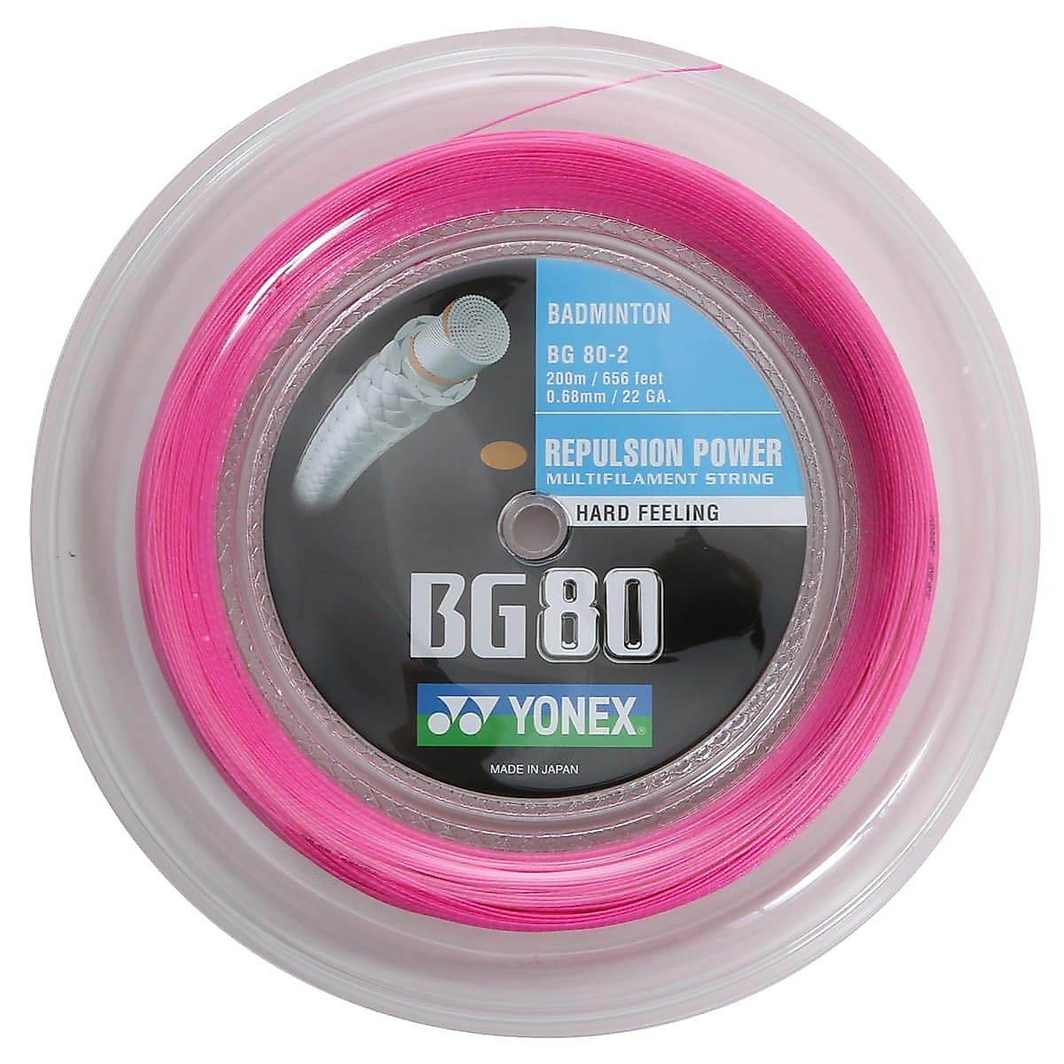 YONEX BG80 Badminton String 200m Reel - Neon Pink