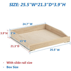 LOVMOR Single Pull Out Cabinet Organizer 26”W x 21”D, Soft Close Slide Out Drawer Storage Shelves for Kitchen, Wood Cabinet Shelf Pull-Out Organizer Storage for Base Cabinet