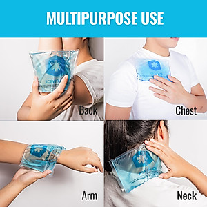 ICEWRAPS 5x7 Gel Ice Packs For Injuries Reusable | Hot Cold Gel Pack for Injuries, Pain Relief, and Migraines | Soft Ice Pack For Arm, Leg, and Back Brace | Flexible Gel Compress Ice Packs | Pack of 4