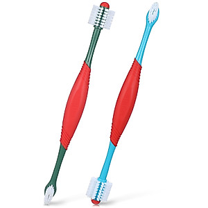 2 PCS Dog Teeth Cleaning Brush, 360 Degree Dog Tooth Brush, Dual Head DogToothbrush, Dog Cleaning Tooth Brushing Kit, Designed for Pet Dental Care, Keep Pet Teeth Cleaning for Small and Large Dogs