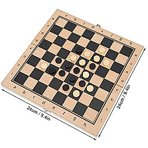 3 in 1 Wooden Chess/Checkers/Backgammon Set, Professional Portable Wooden Chess Set with Folding Chess Board Exquisite Interactive Wooden Chess Board Game for Adults Kids(S)
