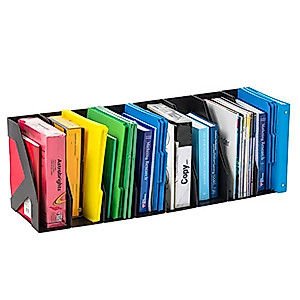 IRIS USA Large Vertical Magazine Organizer Holder, 8-Pack, Bookshelf Storage Organization for Paper File Notebook School Subject Binder Music Book with Two Open Sides for Easy Access, Black