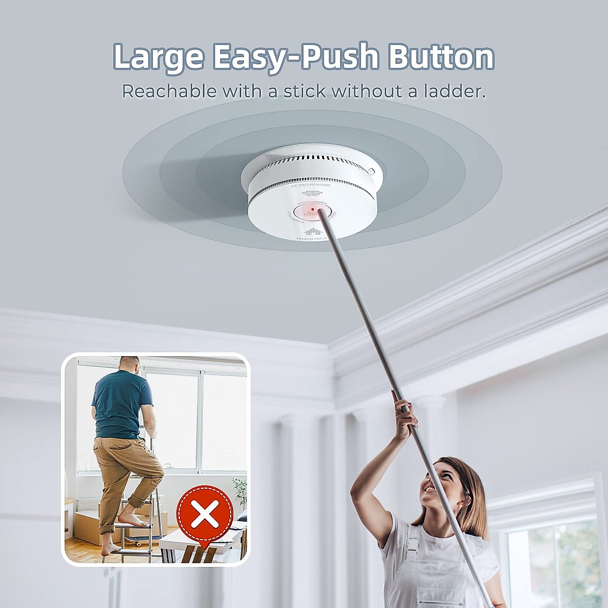 SITERWELL Smoke Detector Carbon Monoxide Detector Combo with Voice Speaker, Dual Sensor Fire and CO Alarm with LED Light & Test Button, Battery Operated, Auto-Check, UL 217 & UL 2034 Standards, 1 Pack
