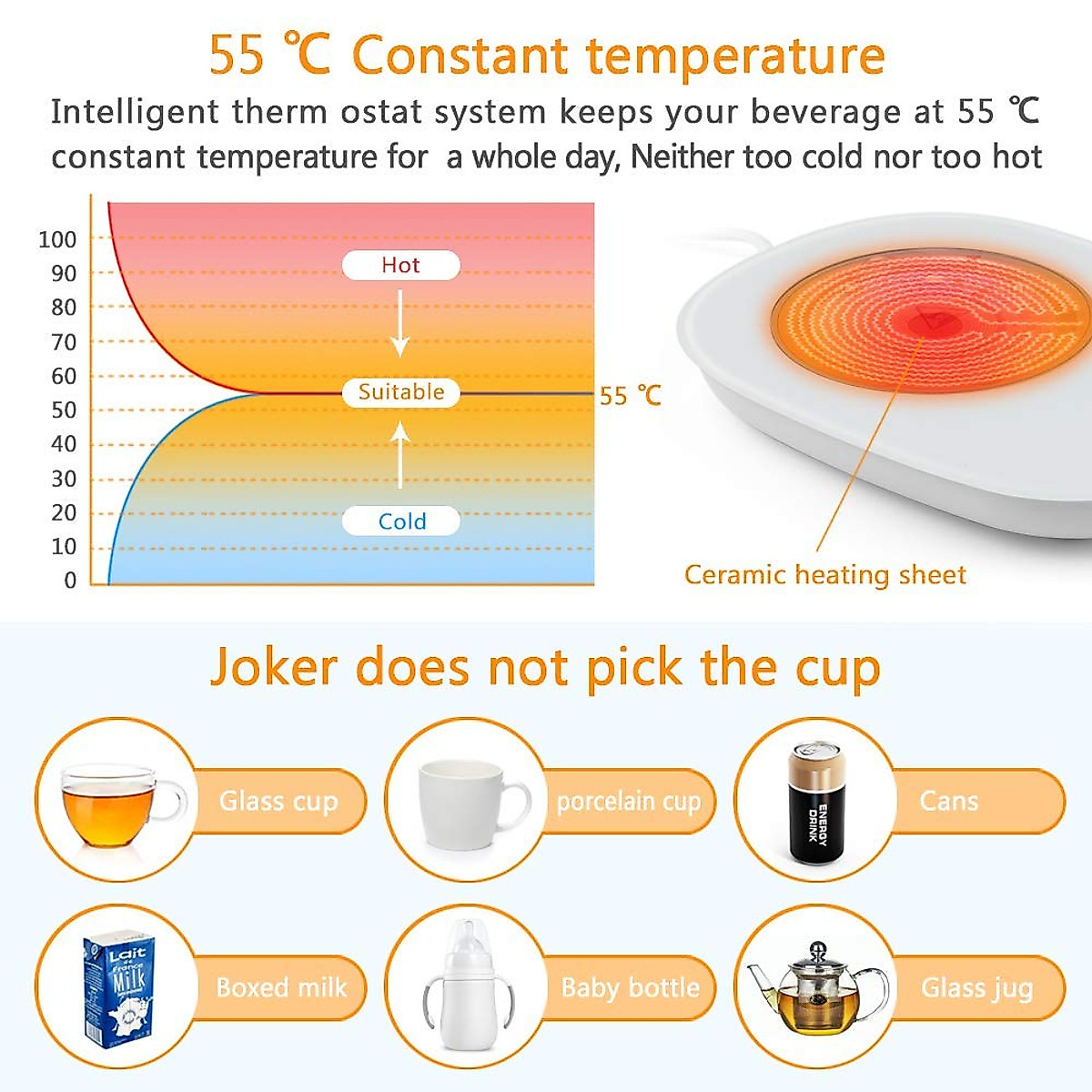 Coffee Warmer, ROFAKU Coffee Mug Warmer for Desk Cup Warmer with Automatic shut off for Office Home Use Gift Beverage Candle Wax Cup Warmer Heating Plate (Up To 131F/55C) for Coffee Milk Tea Heater